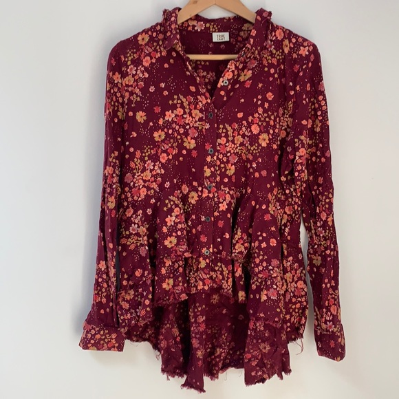 True Craft | Tops | True Craft Button Down Distressed Floral Hilow Top ...